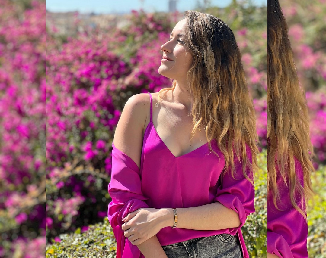 Fuchsia Pink Top for Women| Satin Strap Blouse| Barbiecore Pink| Summer ...