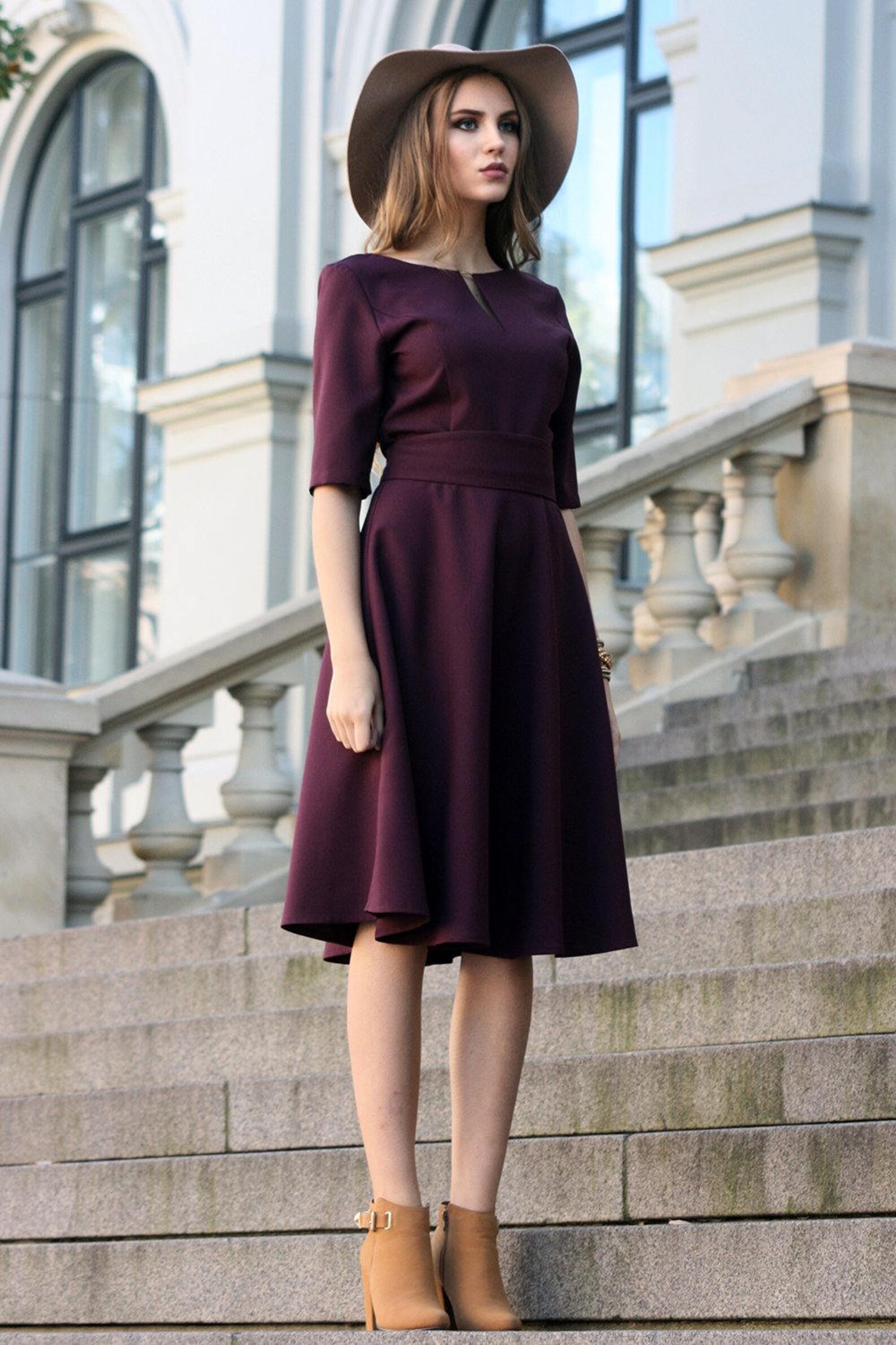 Women Dress Formal Dress Midi Dress High Waist Dress | Etsy