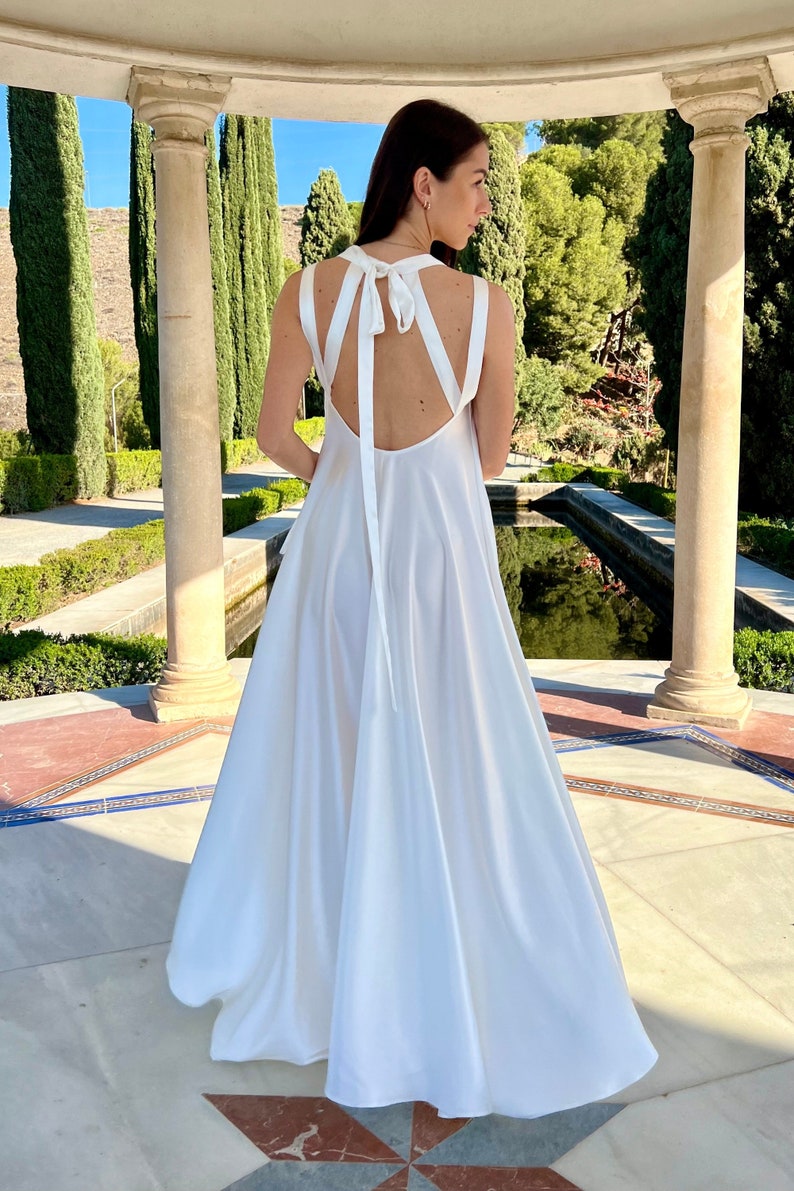 Elegant White Dress Open Back Maxi Dress Summer Wedding - Etsy