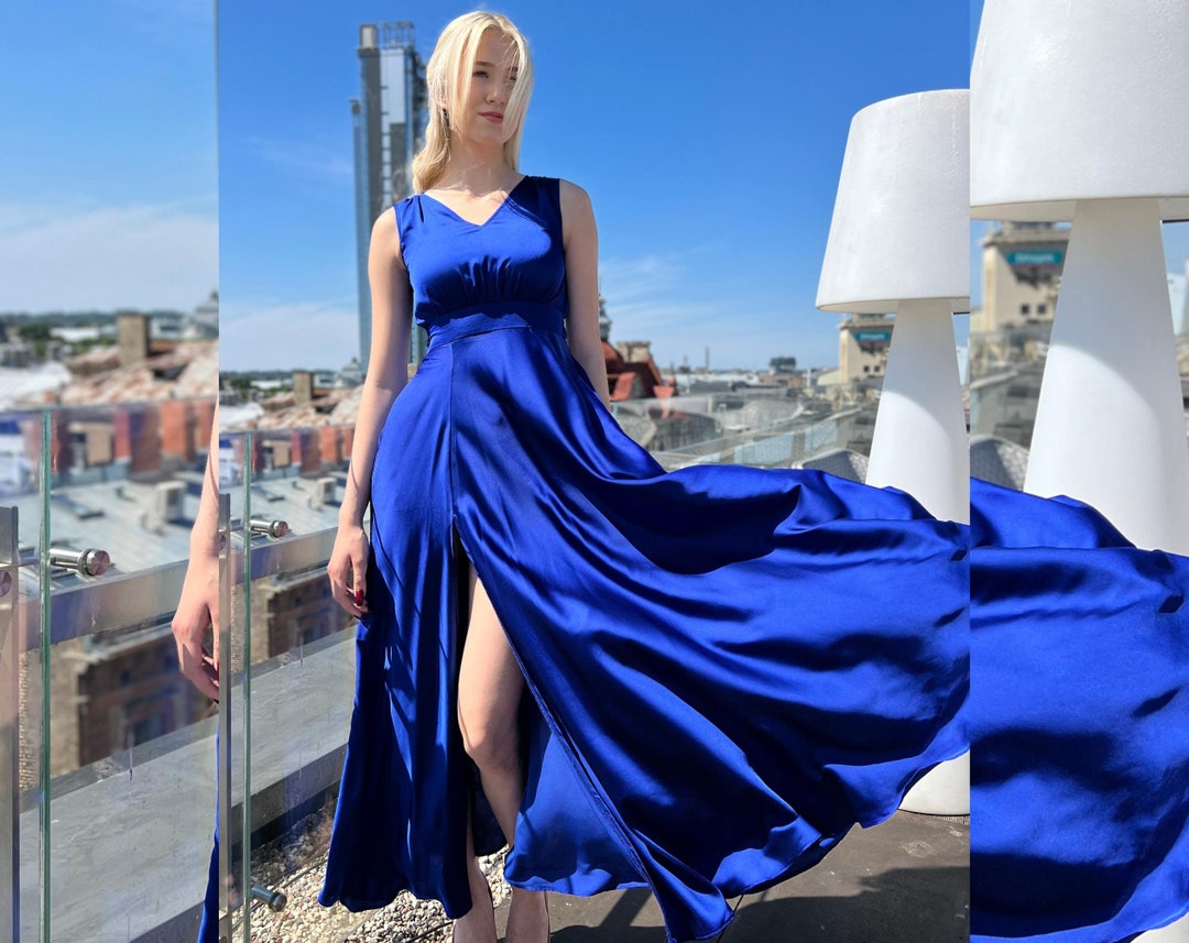 Royal Blue Queen Dress With Slit Elegant and Alluring - Etsy