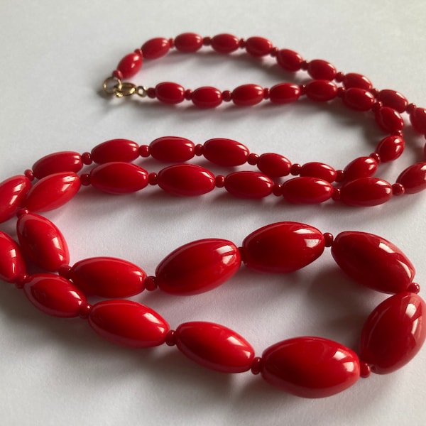 Red Bead Necklace - Etsy