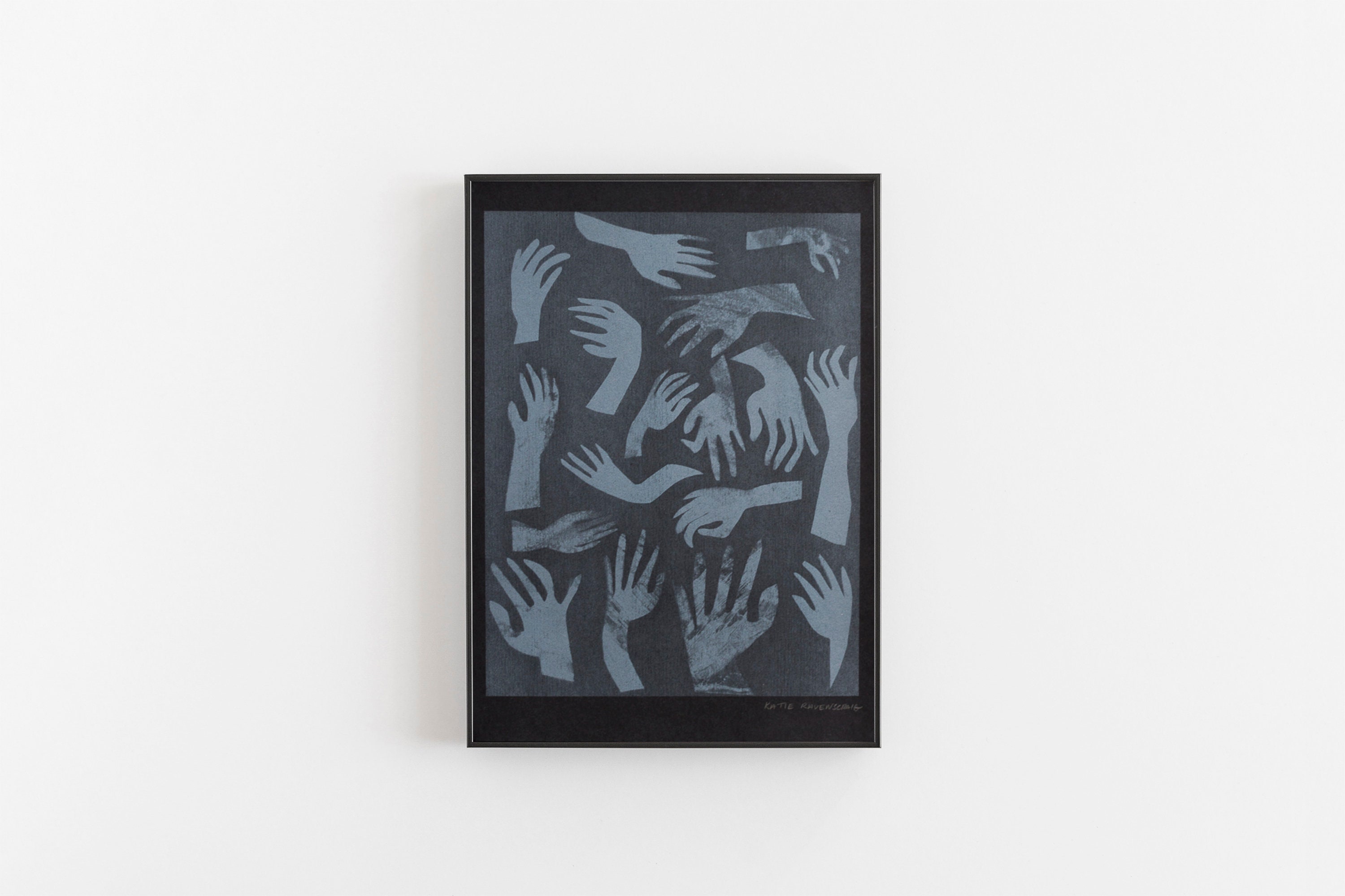 Riso Print Risograph Printed Hands in Grey, on Black Paper - Etsy