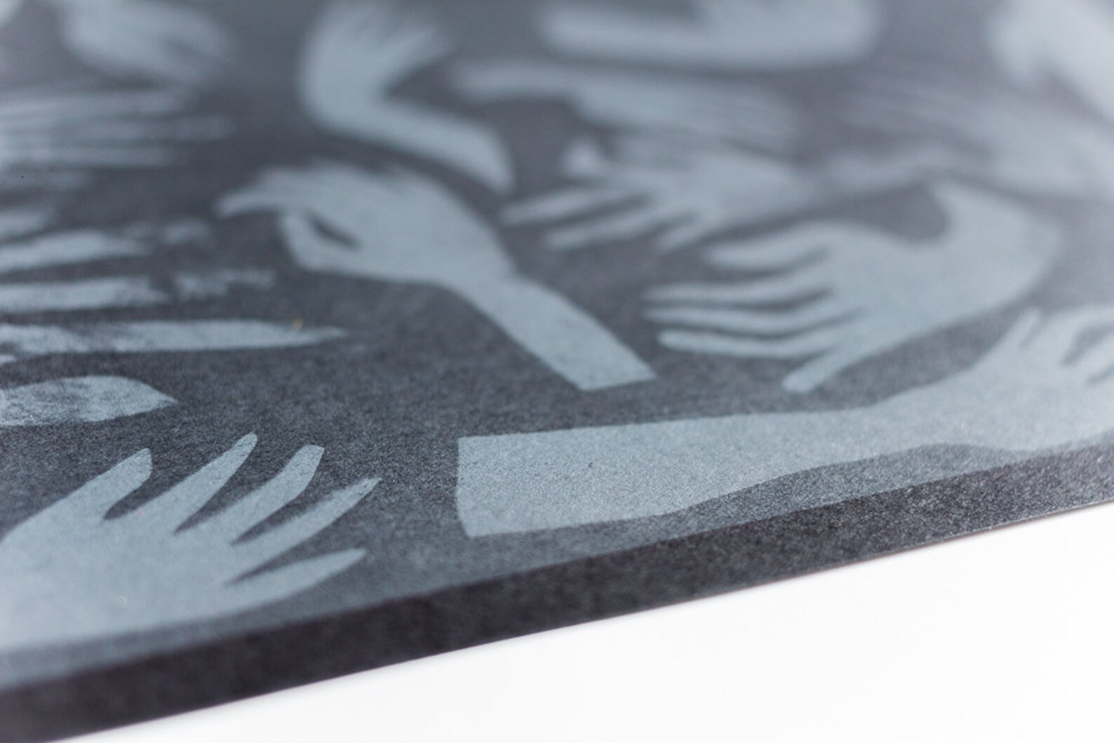 Riso Print Risograph Printed Hands in Grey, on Black Paper - Etsy