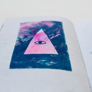 Risograph Art Zine, 'splash' - Fluorescent Pink and Teal Illustrated A6 ...