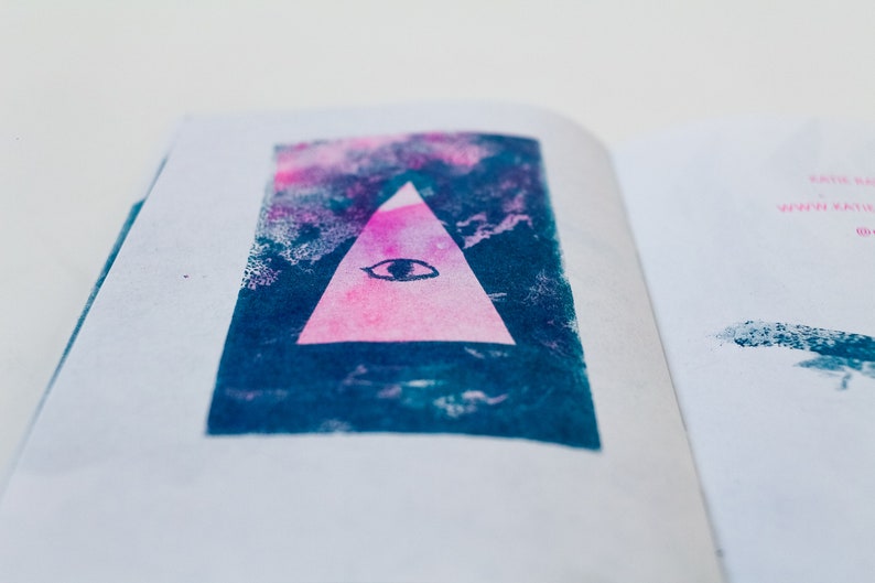Risograph Art Zine, 'splash' Fluorescent Pink and Teal Illustrated A6 ...