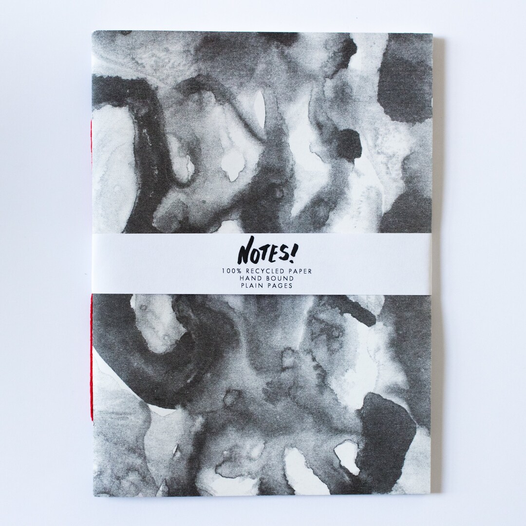 Recycled Notebook Hand Bound Blank Note Book, Risograph Printed Cover ...