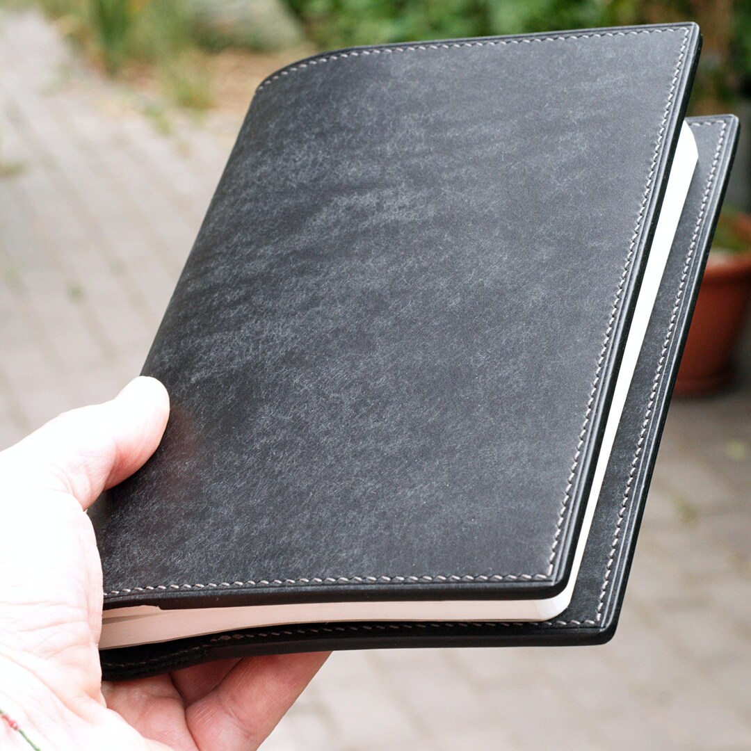 Black Personalized Leather Notebook Cover for Medium B6 Stalogy 365 ...