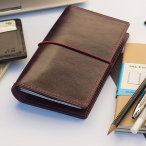 Genuine Leather Personalized Pocket Journal Cover Field Notes Moleskine ...