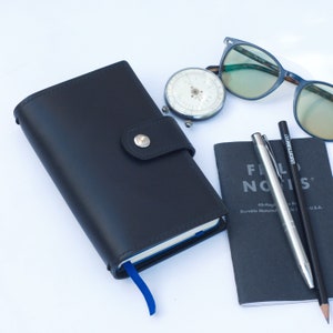 Leather Personalized Black Pocket Journal Cover Field Notes Travelers ...