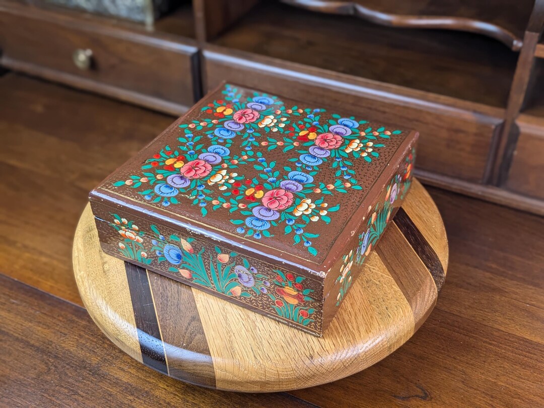 Hand Painted Paper Mache Box - Etsy