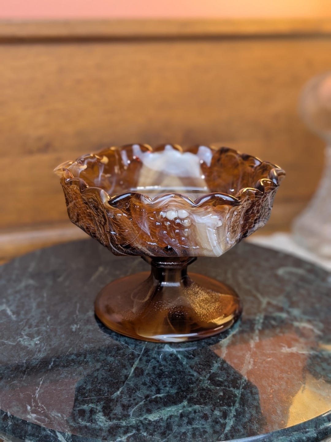 Imperial Glass Slag Glass Compote With Grape Designs - Etsy