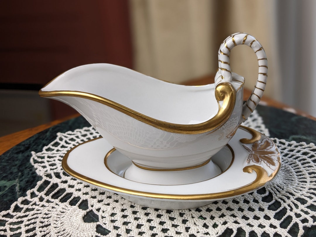 Vintage Lefton Porcelain Gravy Boat and Saucer - Etsy