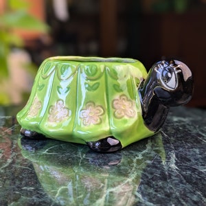 Cute Vintage Ceramic Turtle Planter - Etsy