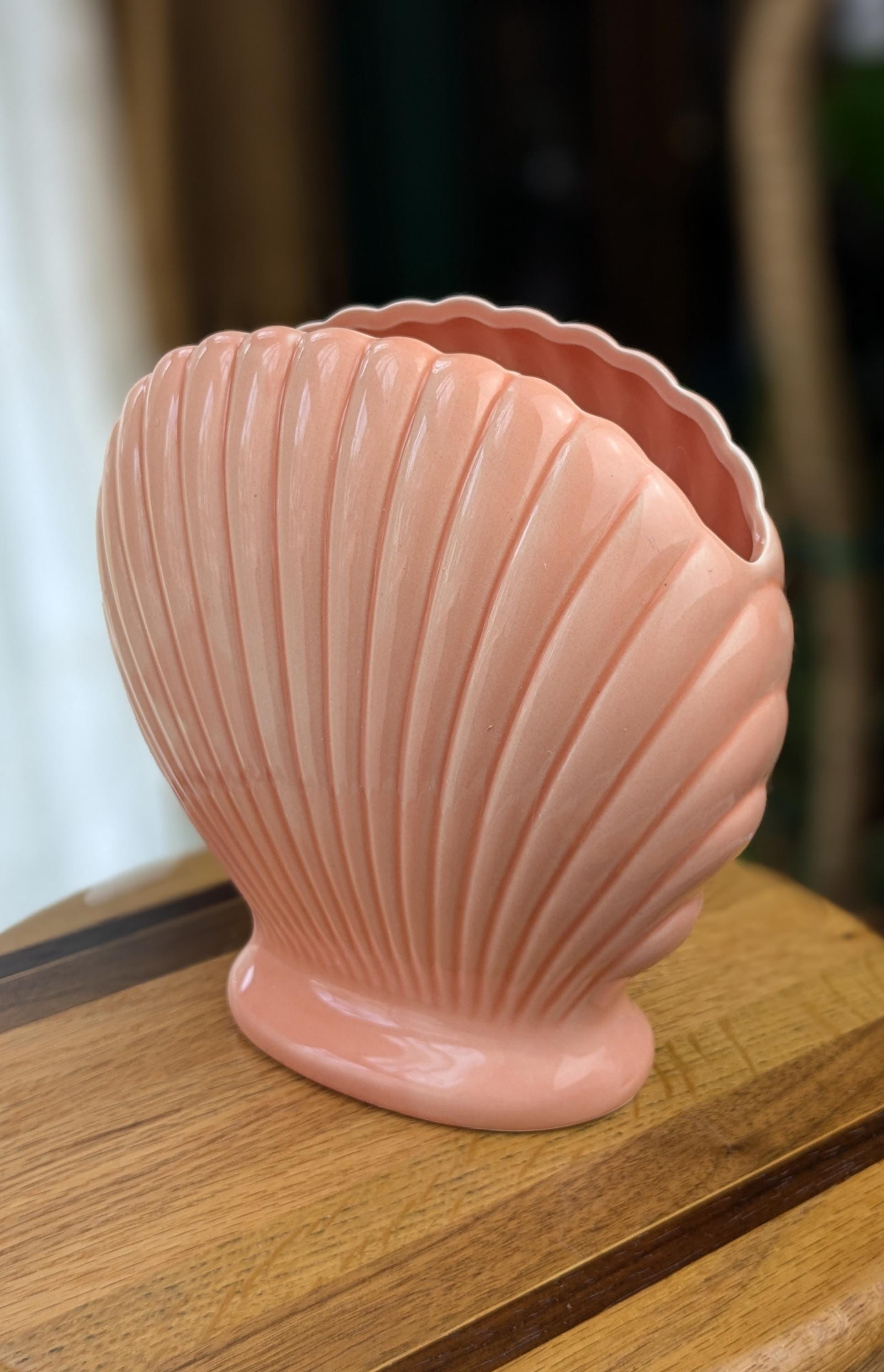 Vintage Ceramic Coral Pink Shell Vase Made in Japan - Etsy