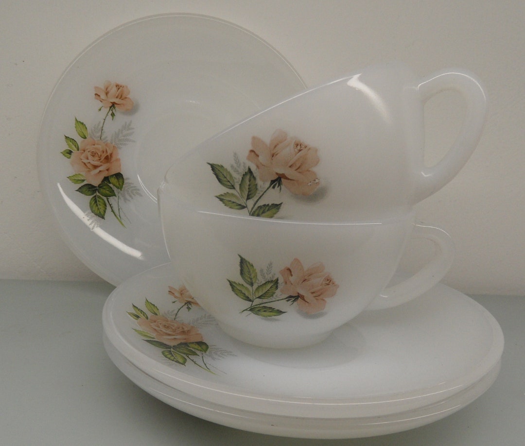 Arcopal , La Rose dArcopal, set à café Arcopal de 4, set à thé Arcopal ...