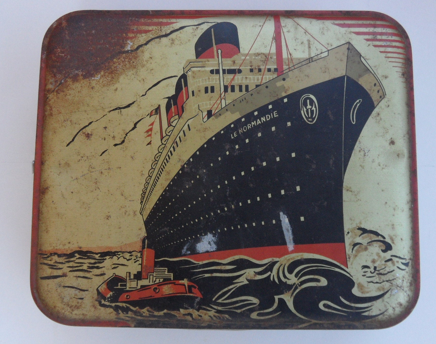 Le Normandie Tin Box, Art Deco Tin Box, Rare Le Normandie Tin Box ...