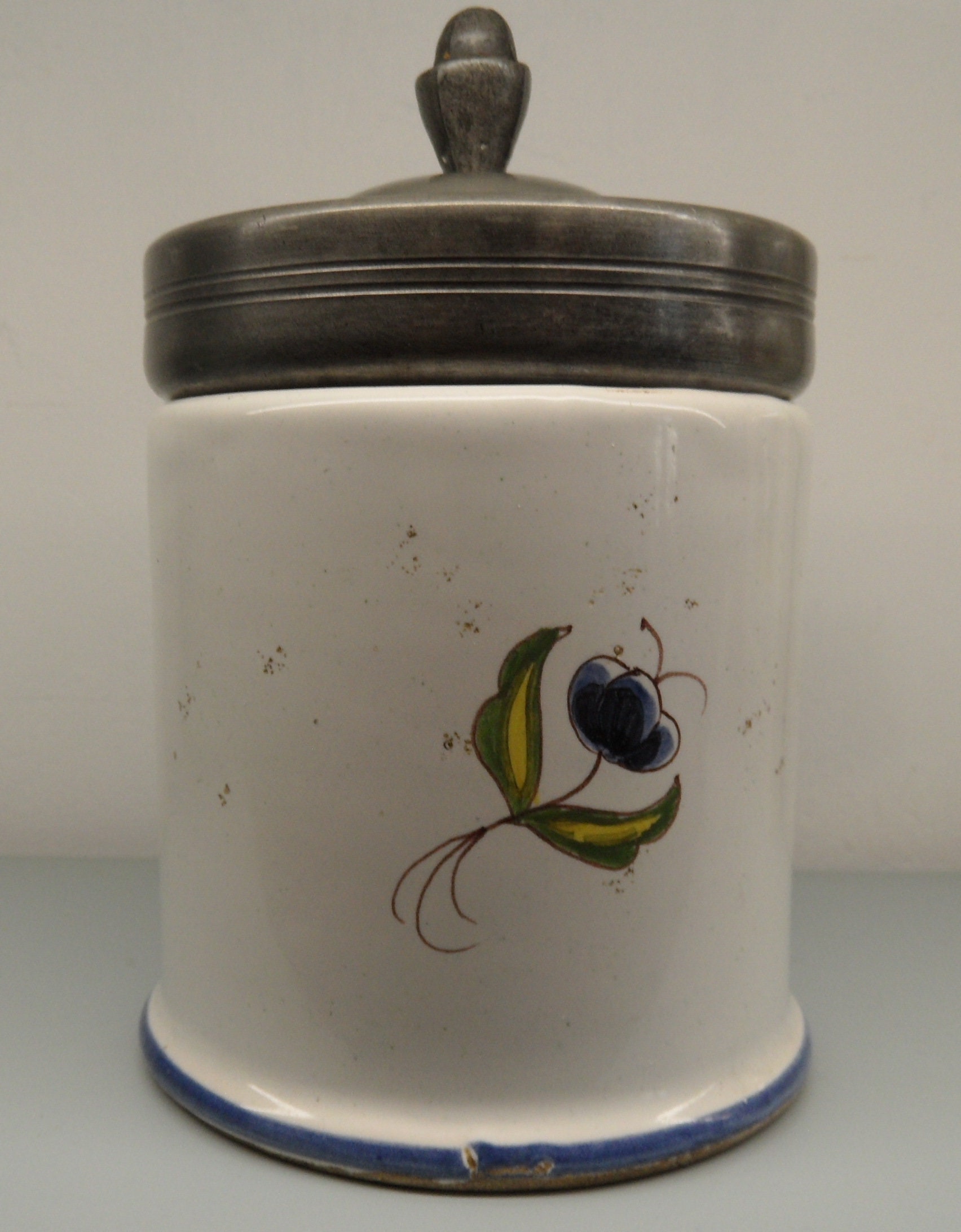 Vintage French Ceramic and Pewter Canister, Vintage Kitchen Storage ...