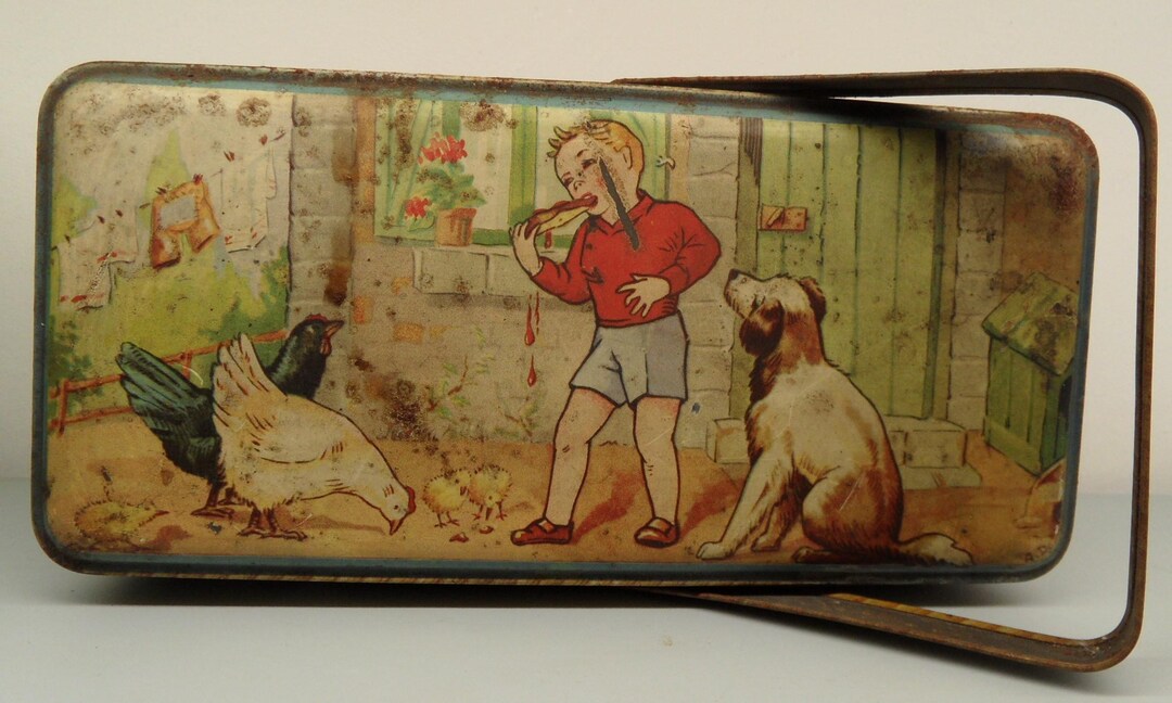 Vintage French Lunchbox, Vintage Lunchbox, French Lunchbox, 1930s Tin ...