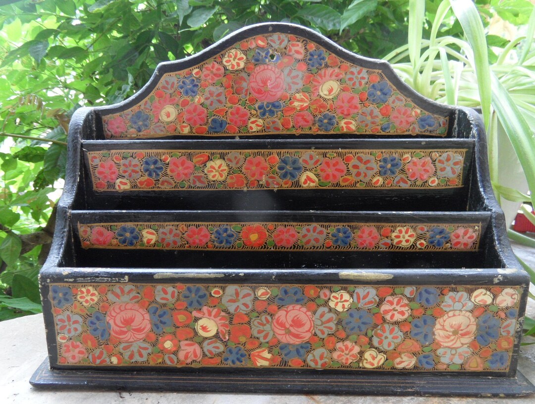 Vintage French Wooden Decorated Letter Rack, Vintage Letter Rack,french ...