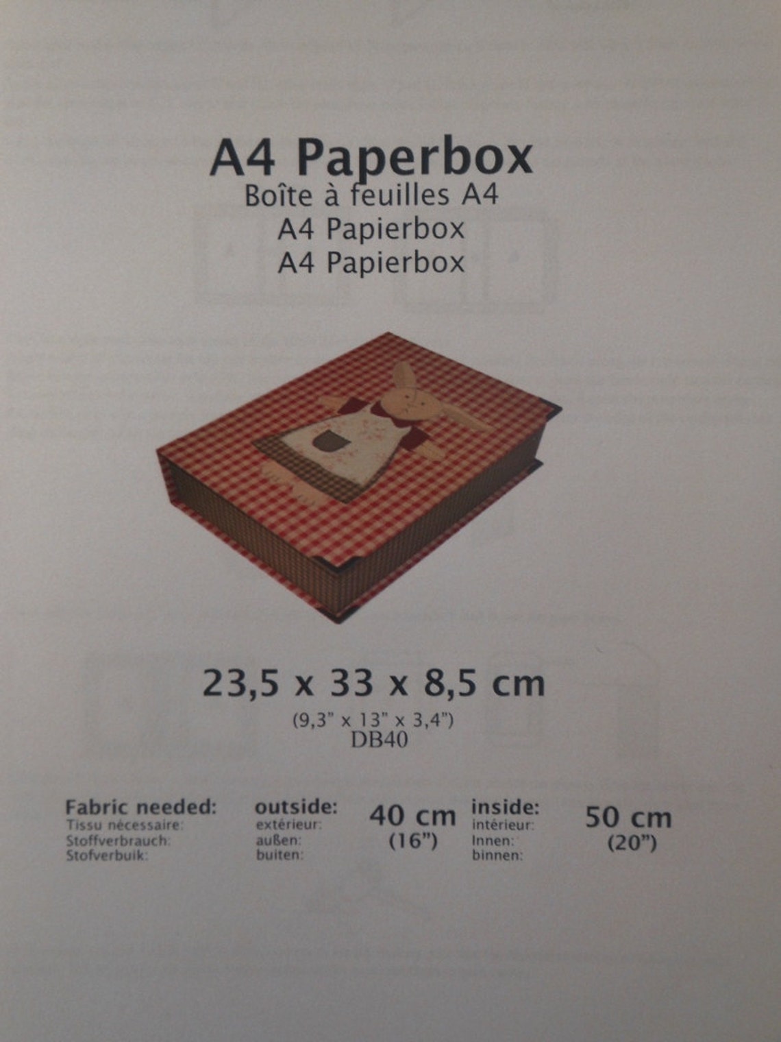DIY Kit Writing or Sewing Box A4 of 13" X 9.3" X 3.4", Cartonnage ...