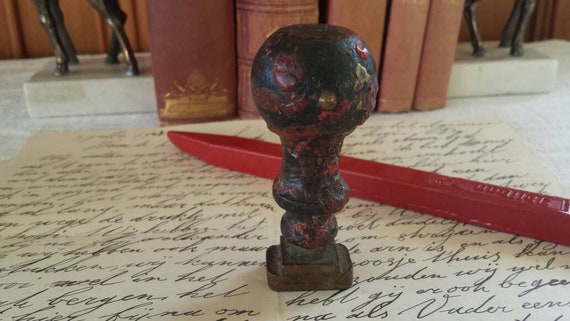 Antique Desk Seal Lovely Wooden Unusual G Stamp Papercraft Craft ...
