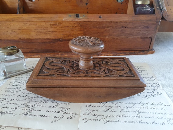 Antique Ink Blotter Hand Carved Wood Chinese Style - Etsy