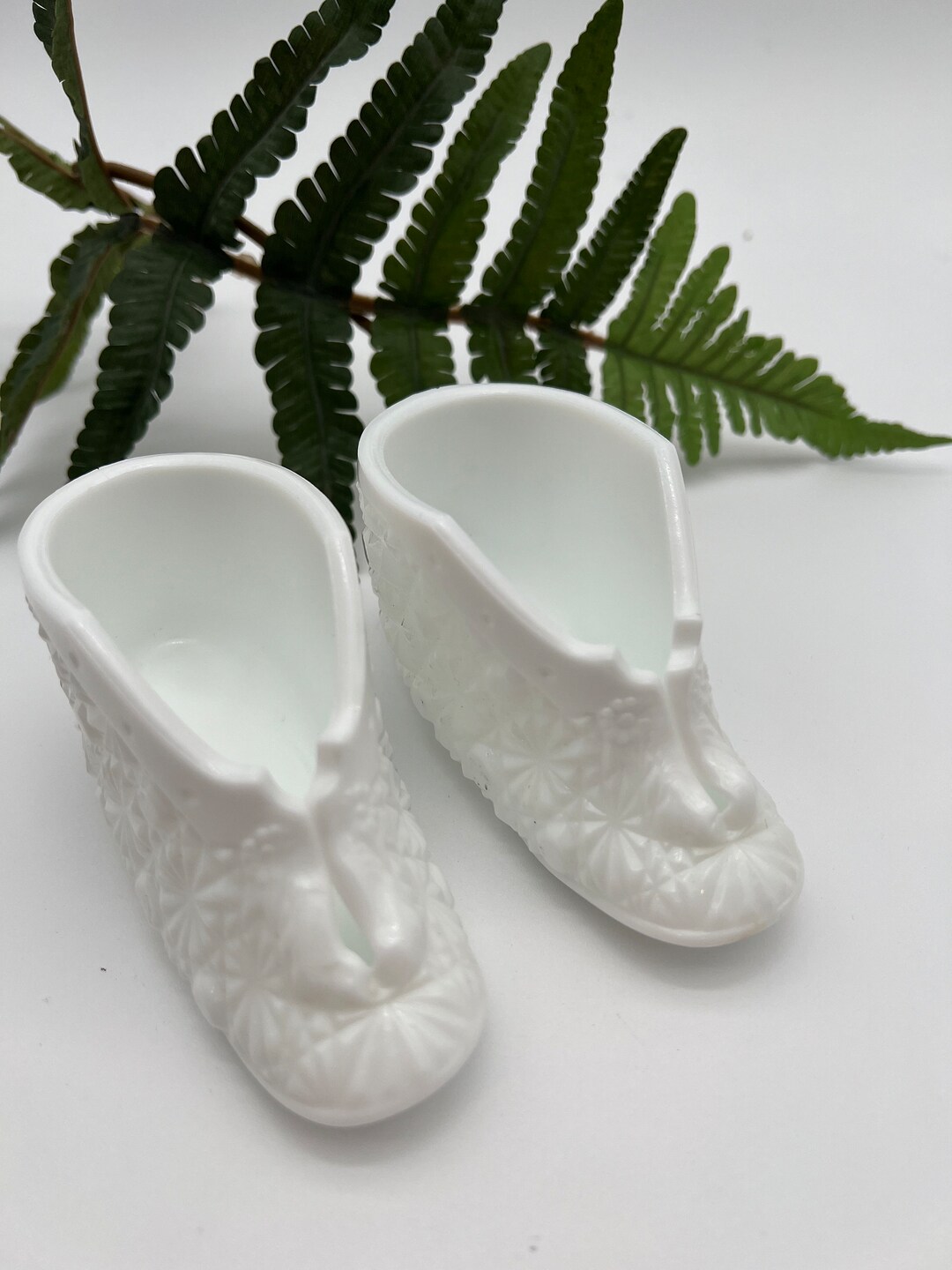 Vintage Pair of Milk Glass Slippers - Etsy