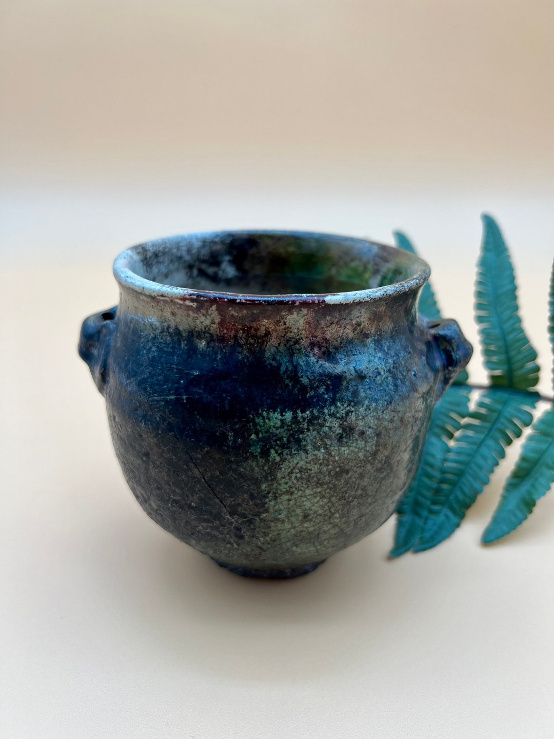 Raku Hand Thrown Pottery Pot/vase - Etsy