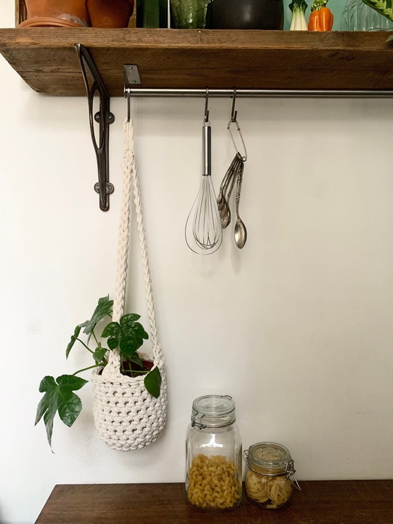 Medium Handmade Cream Crochet Ceiling Plant Hanger Recycled | Etsy