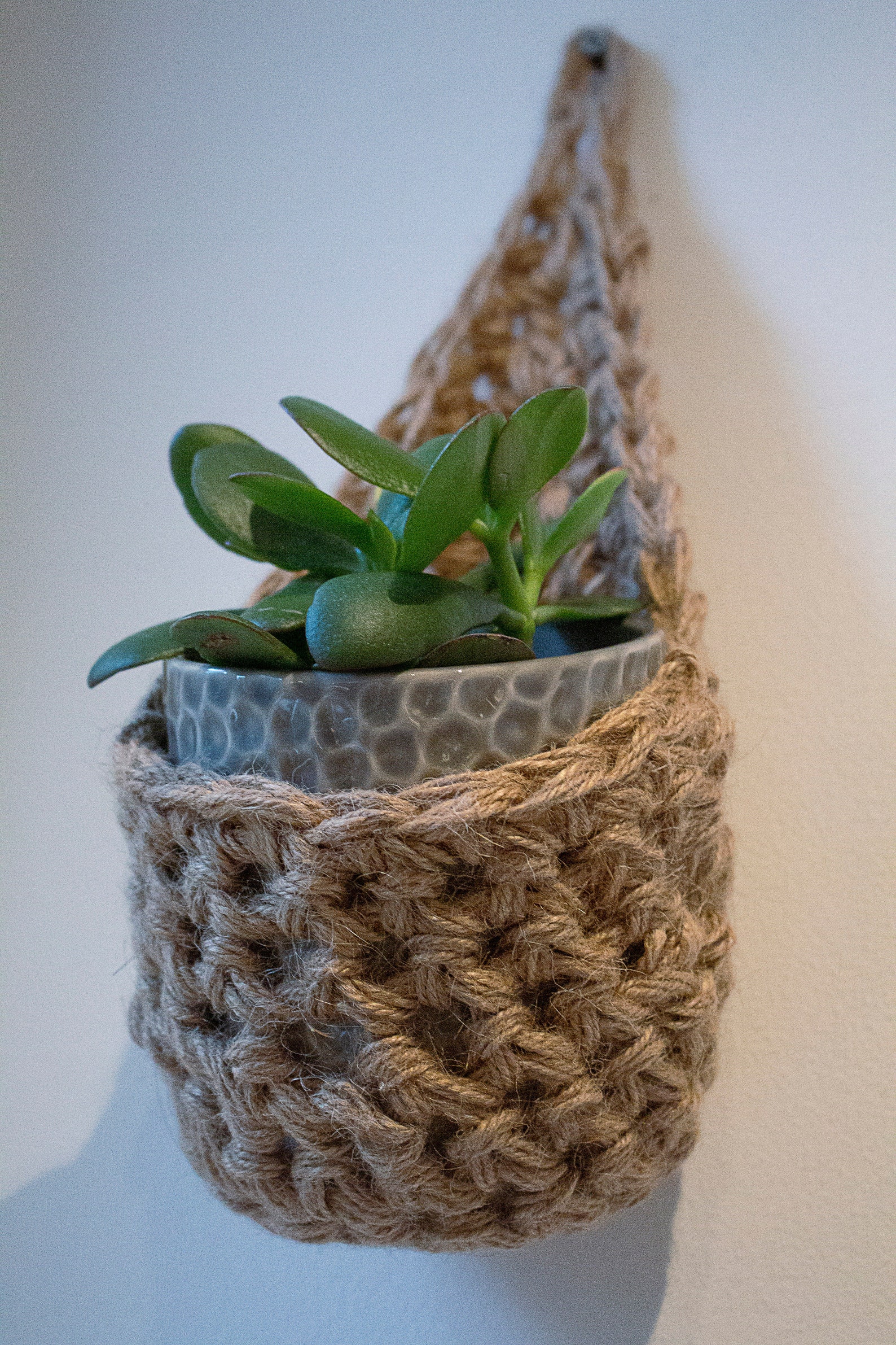 Small Jute Wall Hanging Planter Handmade Crochet Eco - Etsy