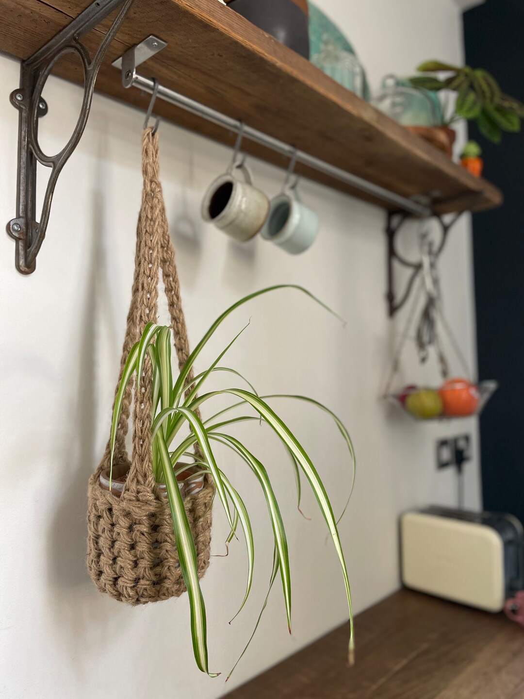 Handmade Crochet Jute Ceiling Plant Hanger | Natural Eco Friendly ...