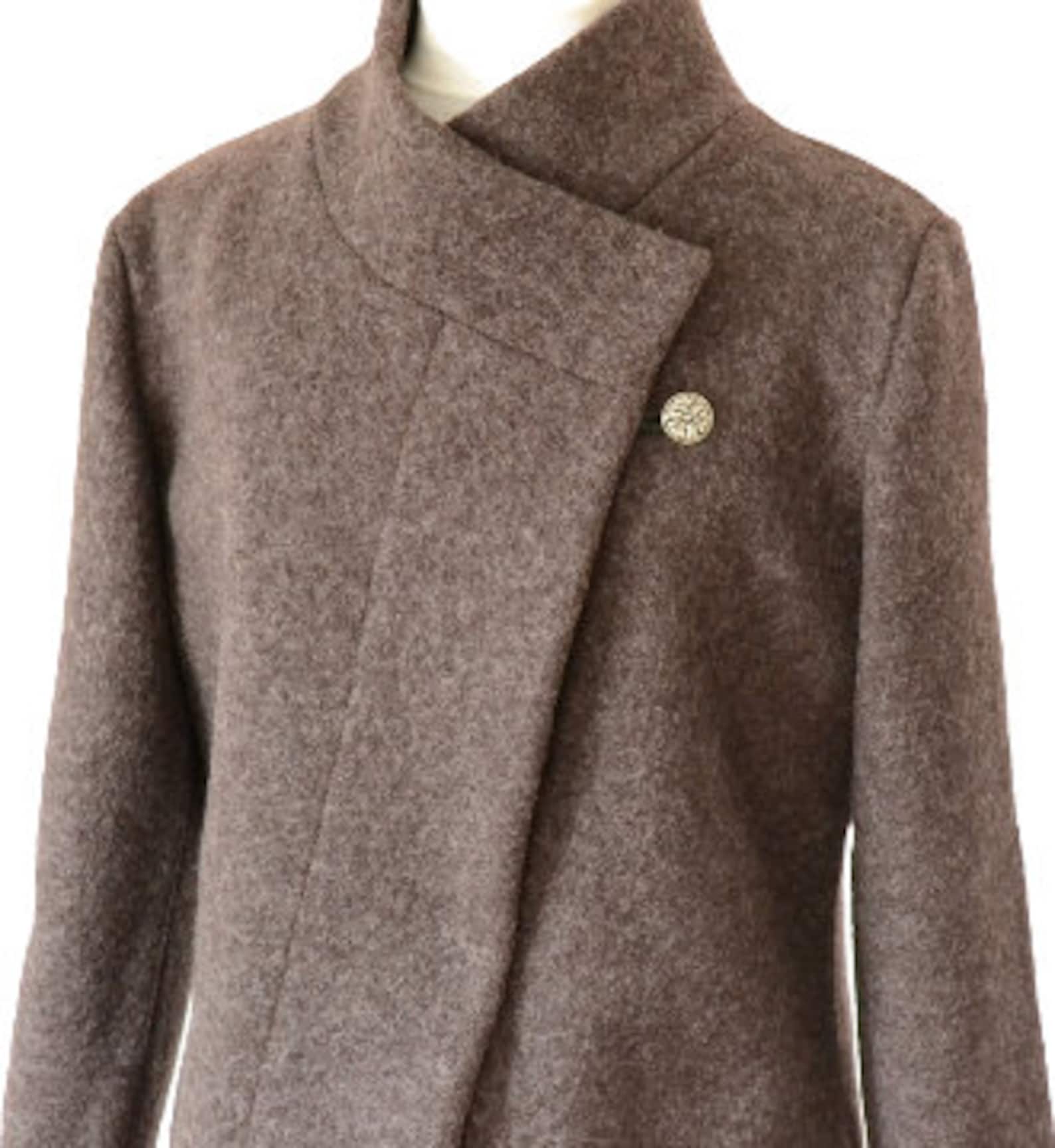 Women Boiled Wool Jacket ,brown Melange Size Xs-l - Etsy