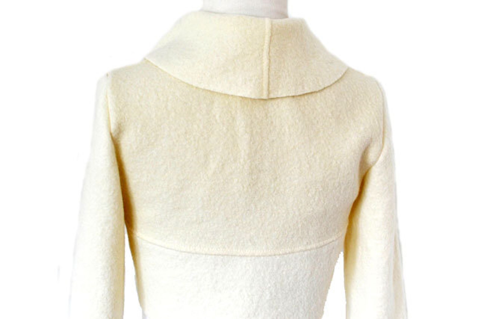 Women Boiled Wool Wedding Bolero Bride Jacket Size XS-XL Ecru Creme ...