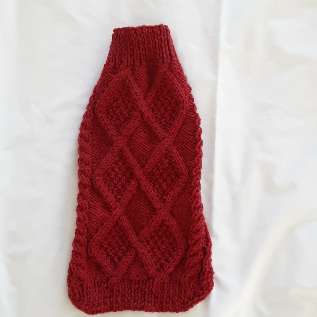 Hand Knitted Aran Dog Sweater in Trellis Cable Pattern Using Wool ...