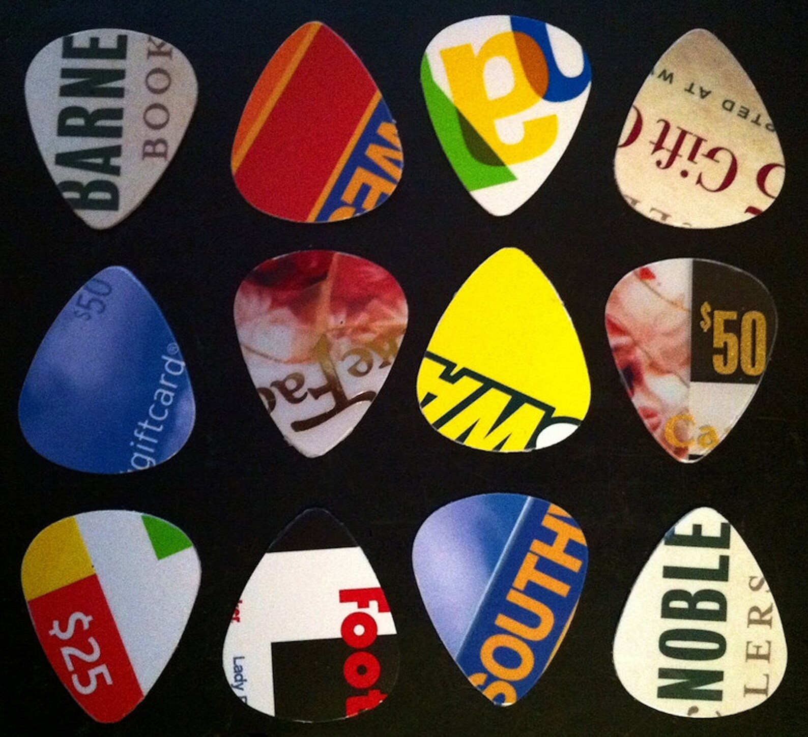 Guitar Picks RECYCLED MATERIALS Pack of 12 | Etsy