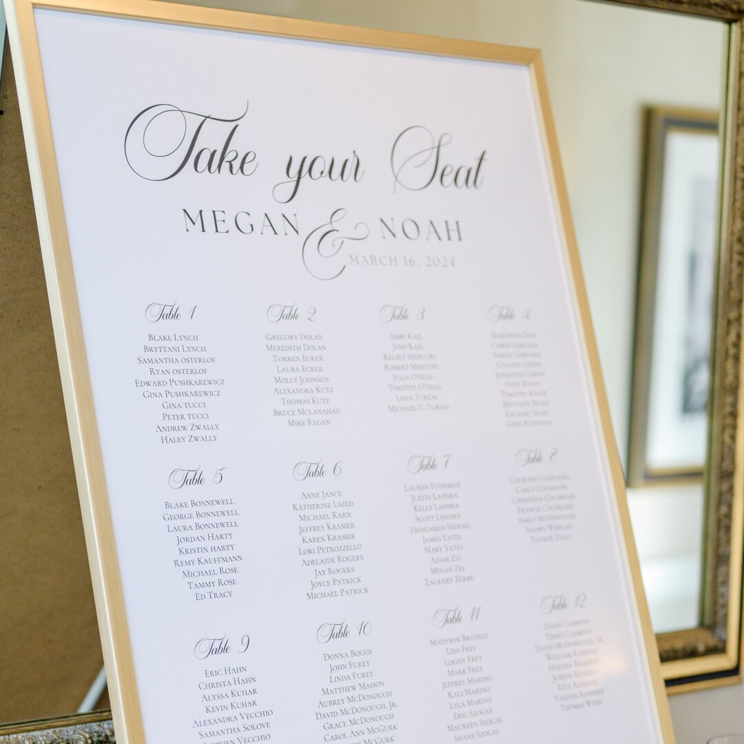 Elegant Wedding Seating Chart: Custom Printed or Digital Table ...