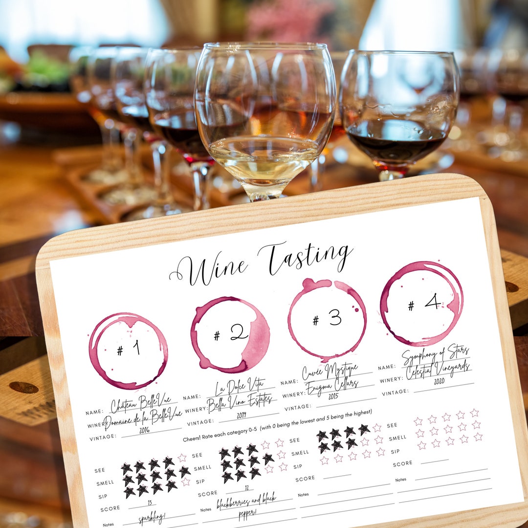 Printed Wine Tasting Worksheets: Party Activity & Gift for Wine ...