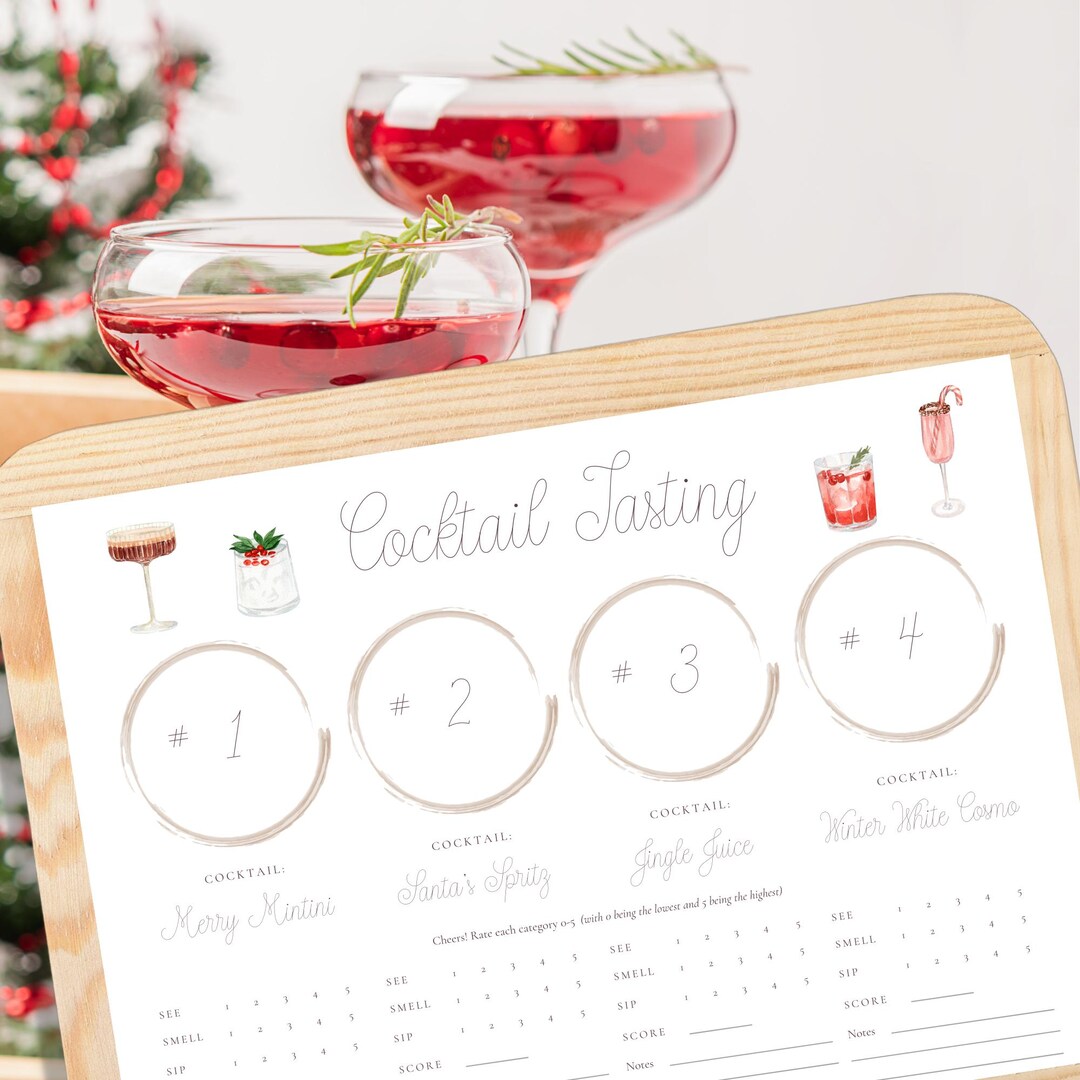 Customizable Cocktail Tasting Worksheet: Holiday Party Game & Summer ...