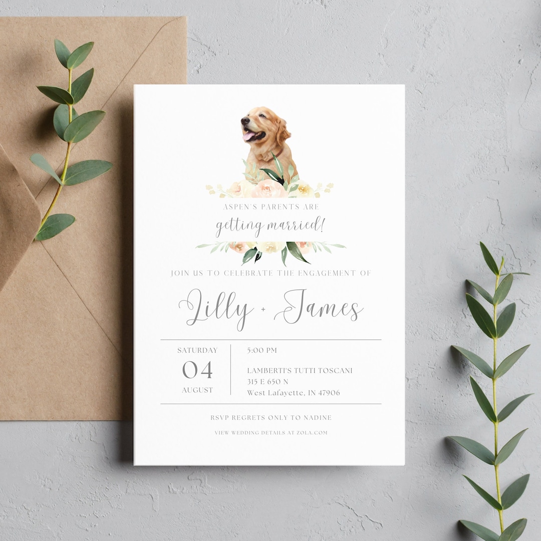 Custom Dog Invitations • Engagement, Save the Date, Baby Shower + More ...