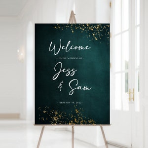 Green Gold Wedding Welcome Sign Digital Work With a - Etsy