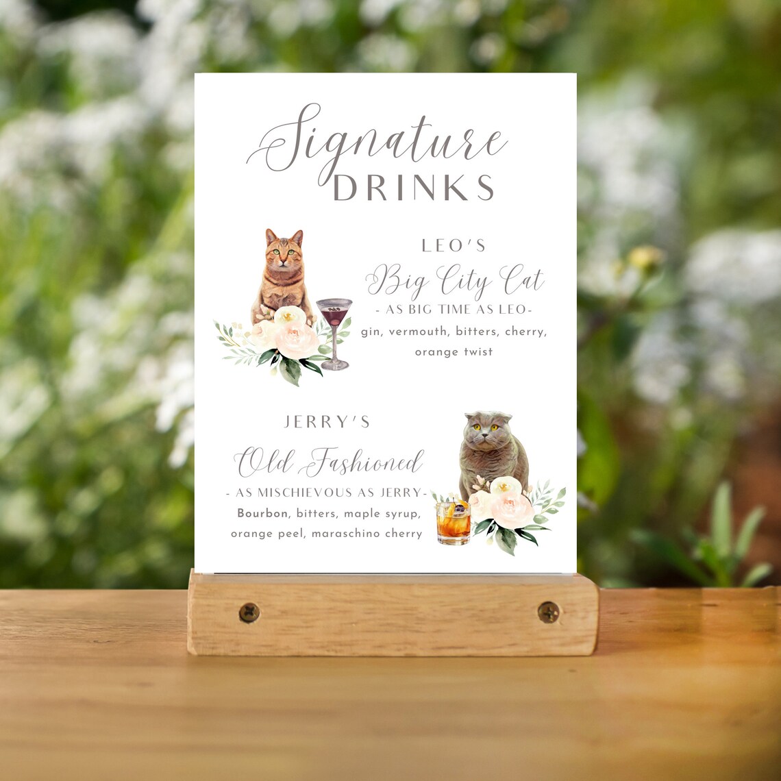 Cat Cocktail Sign Cat Signature Drinks Wedding Sign - Etsy
