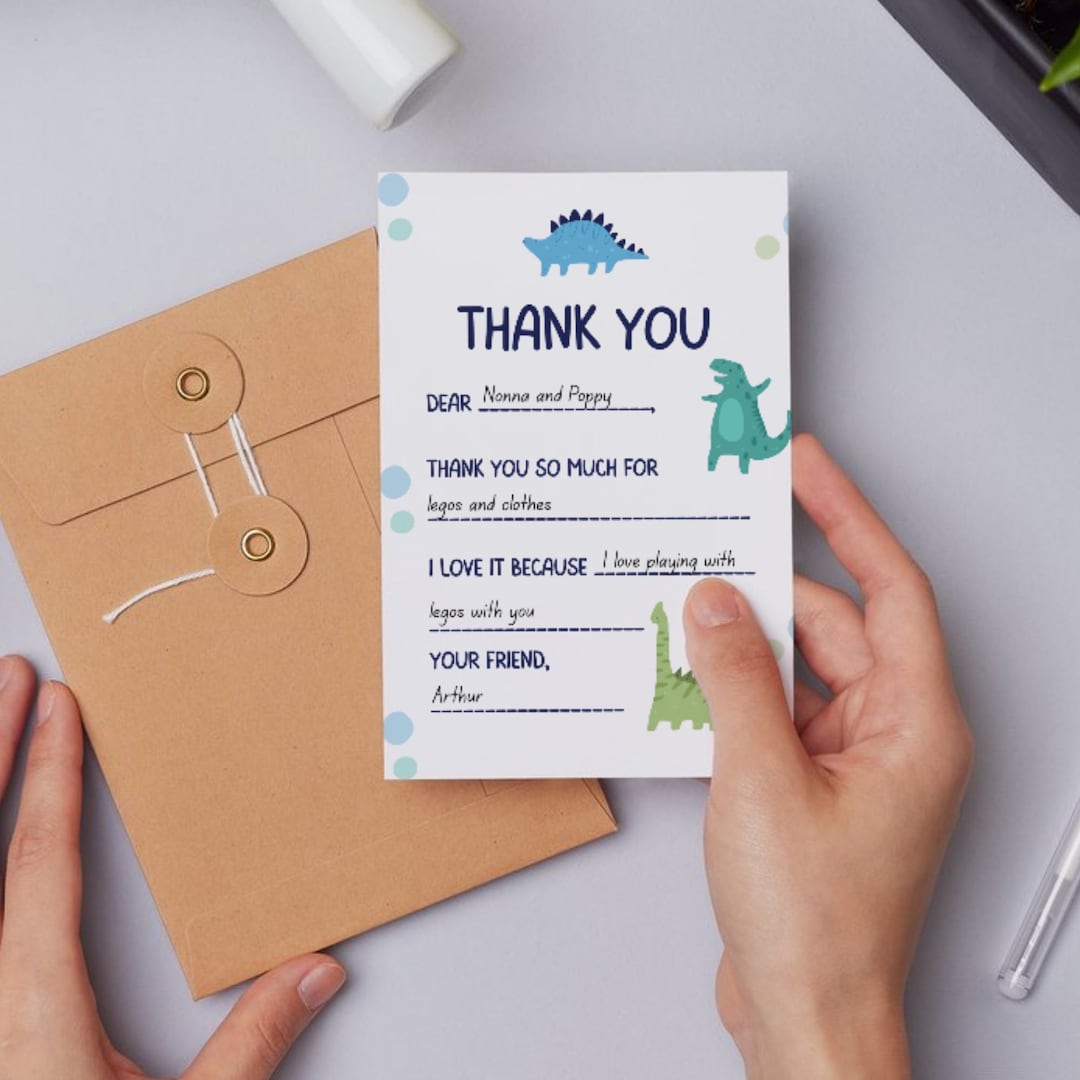 Dinosaur Fill-in-the-blank Thank You Notes | Printable Thank You Cards ...