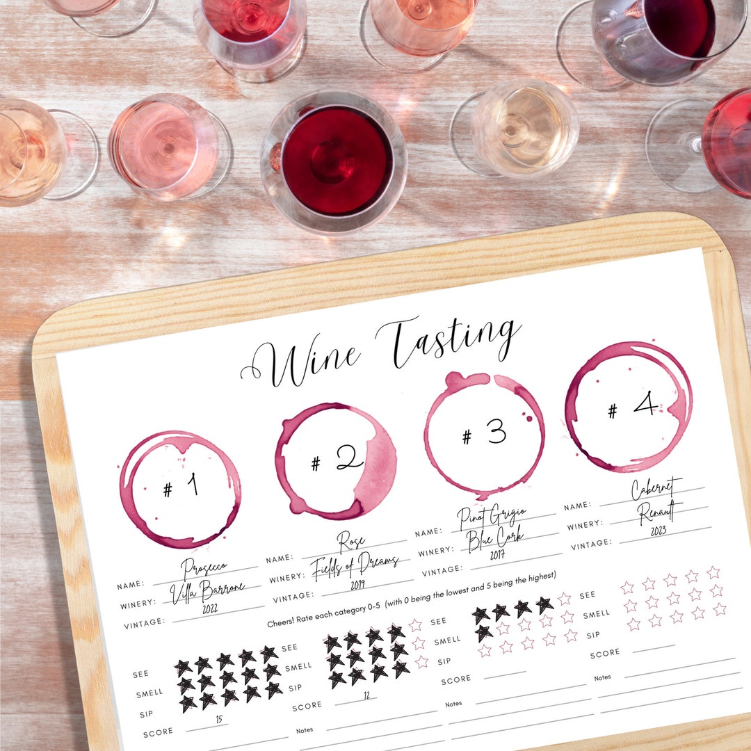 Wine Tasting Party Printable: Digital Scorecard & Worksheet for Date ...
