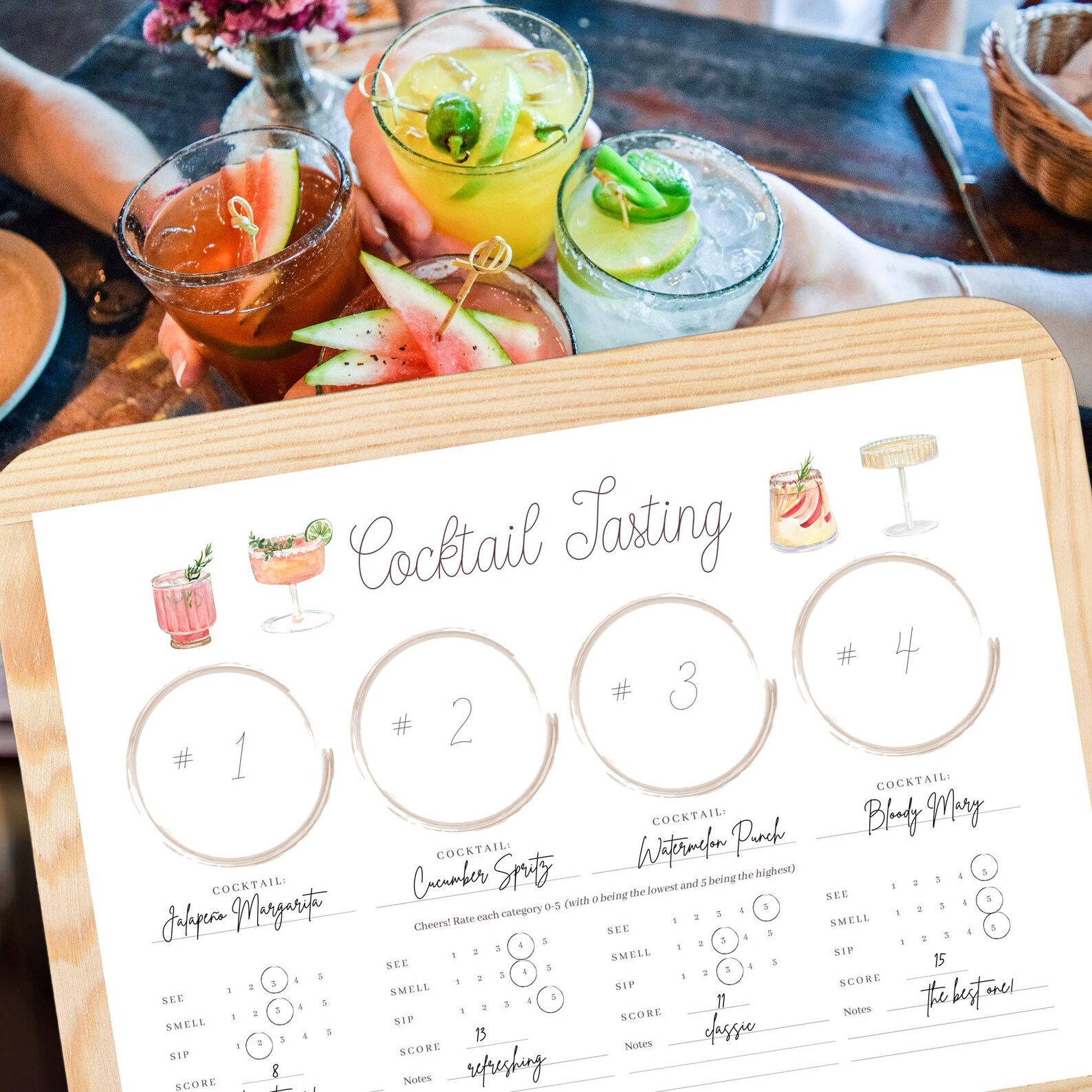 Printable Cocktail Tasting Party Worksheet: Digital Scorecard for ...