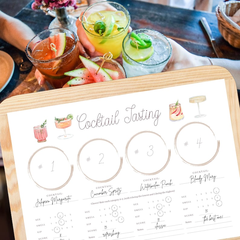 Printable Cocktail Tasting Party Worksheet: Digital Scorecard for ...