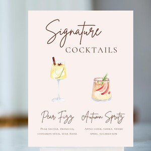Fall Signature Drink Sign • Digital Cocktail Sign for Thanksgiving ...