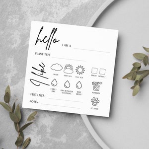 Printable Plant Care Cards: Digital Garden Tags for Flower & Succulent ...