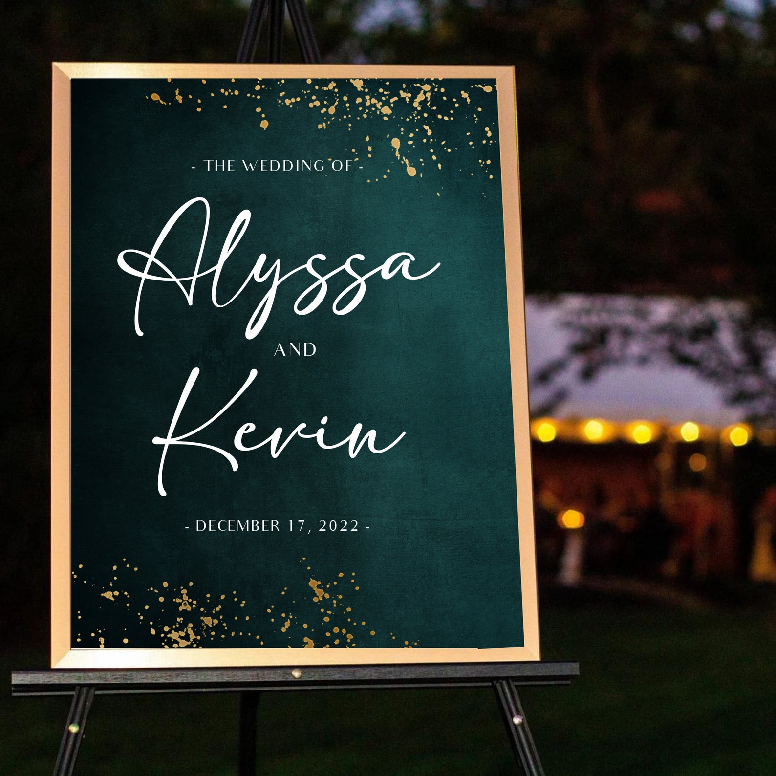 Green Gold Wedding Welcome Sign Digital Work With a - Etsy