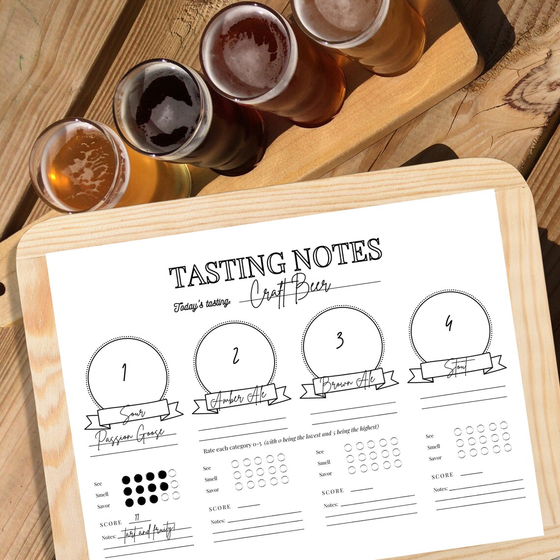 Printable Tasting Worksheet: At-home Party Activity for Wine, Beer ...