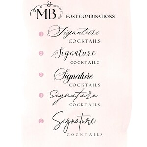 His and Hers Signature Cocktail Sign Custom Watercolor Signature Drinks ...